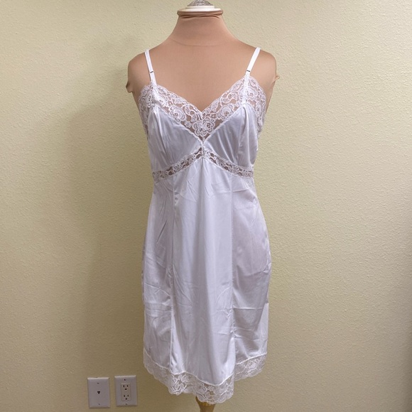 Intimates & Sleepwear | Vintage White Full Slip With Lace Details ...